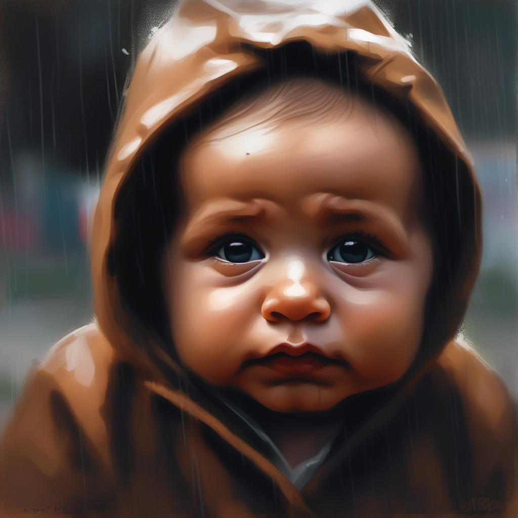 KREA AI - Digital painting of a baby's face, seemingly untou...
