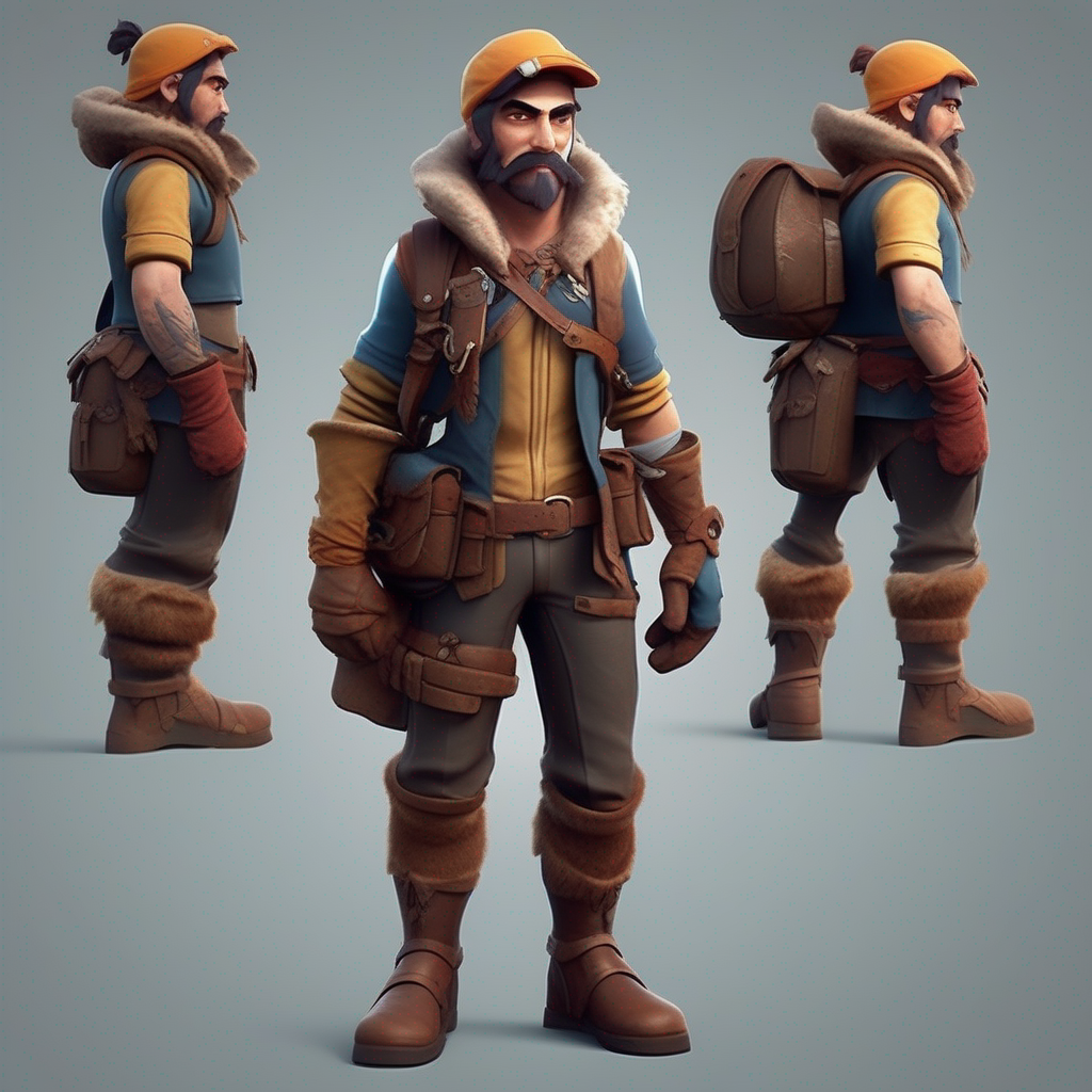 KREA AI - Create a 3D render of a rugged adventurer avatar,