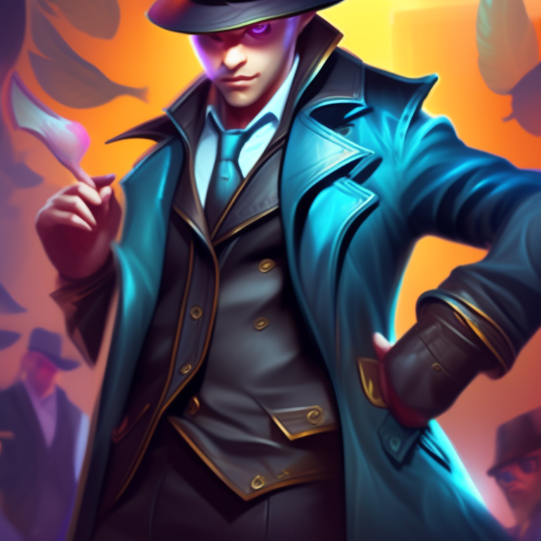 KREA AI - Design a detective-themed splash art with wings, a...