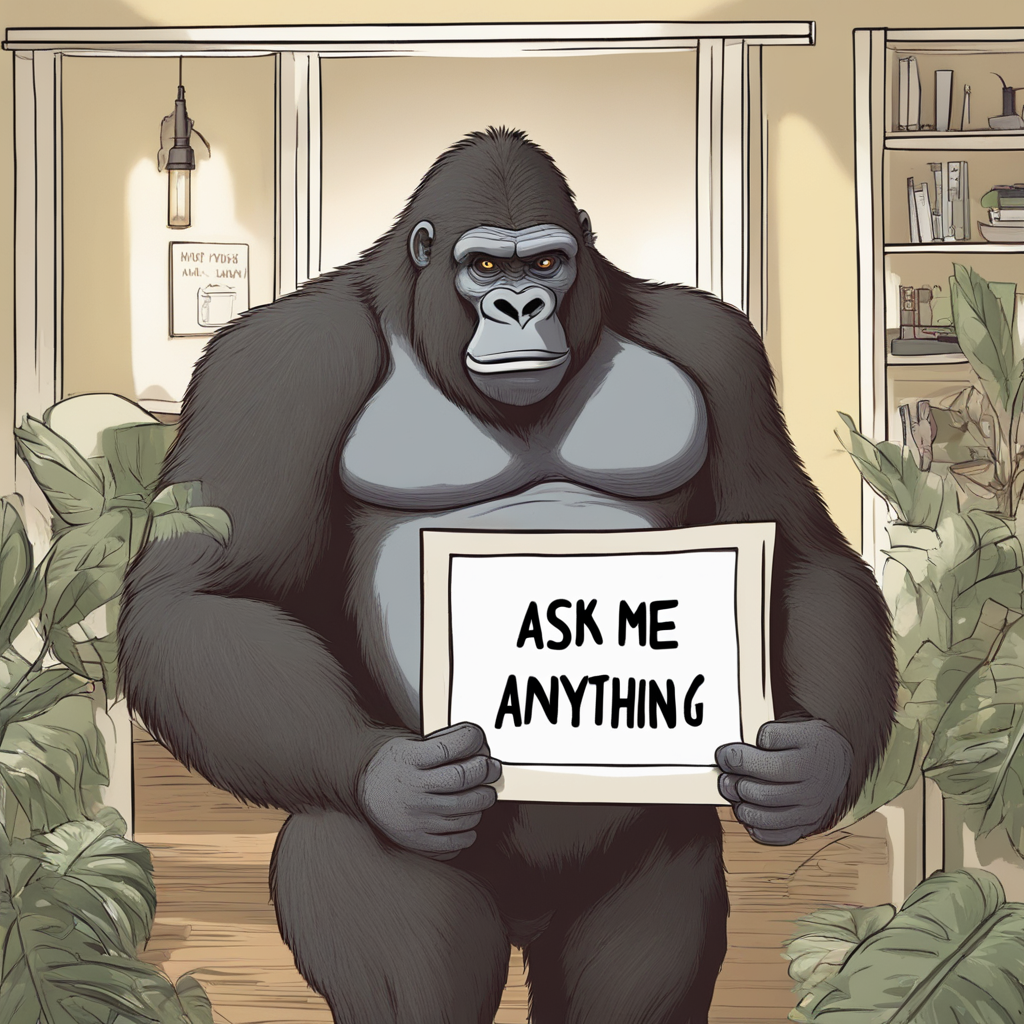 KREA AI - Picture a friendly and approachable cartoon gorill...