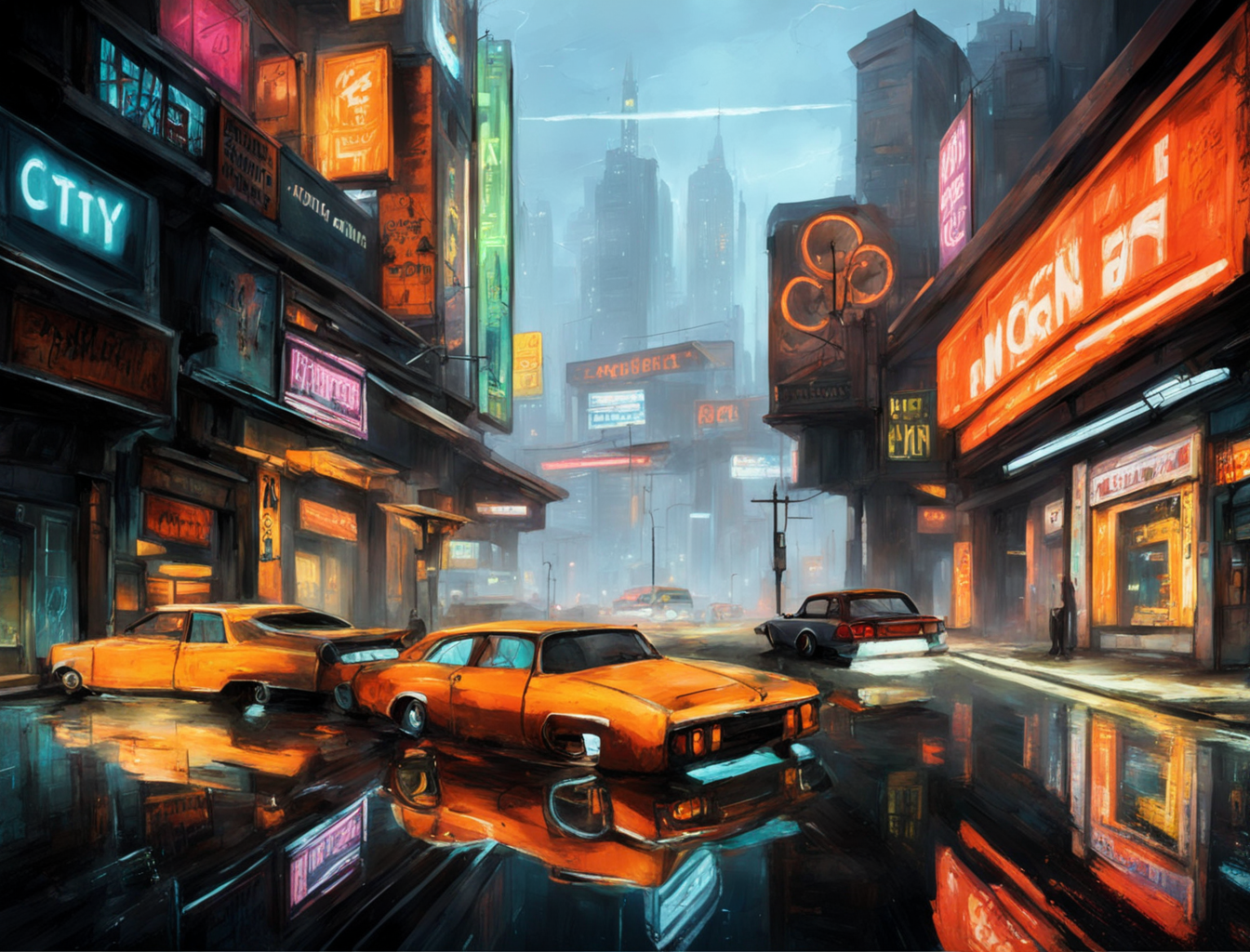KREA AI - Create a post-apocalyptic city landscape with neon...