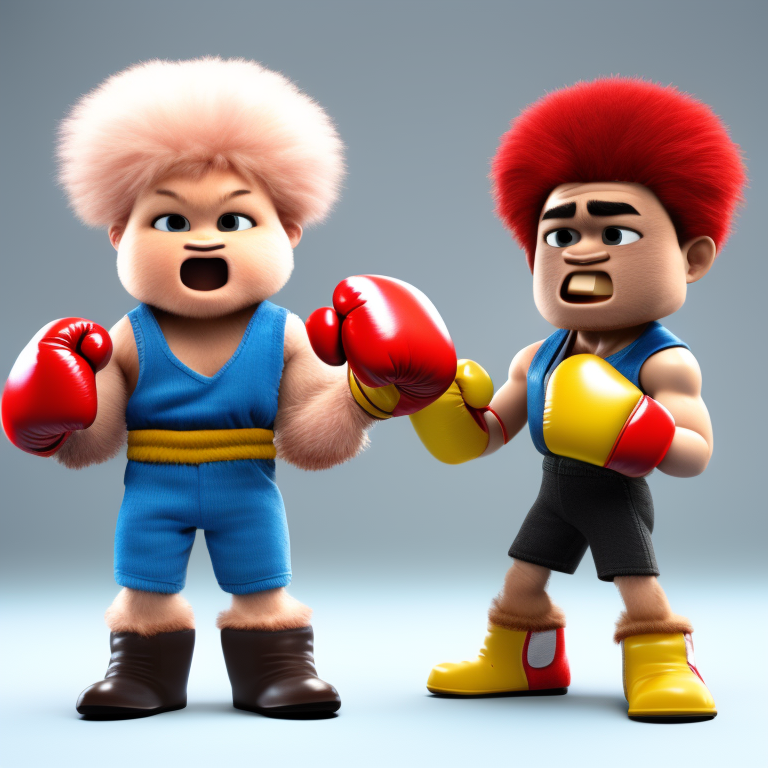 KREA AI - Design of human fluffy, Pixar-style toy human boxi...