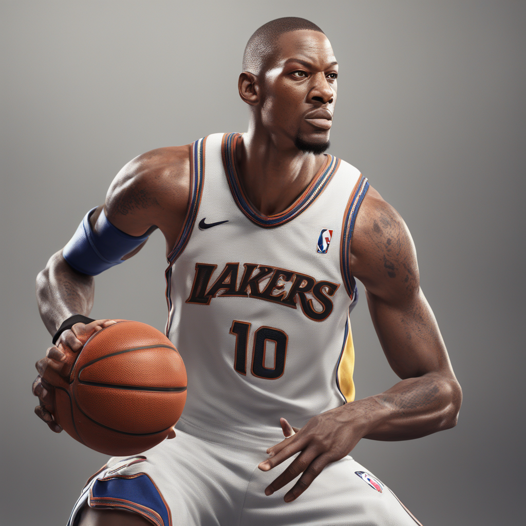 KREA AI - A hyper-realistic 3D render of a white-skinned NBA...