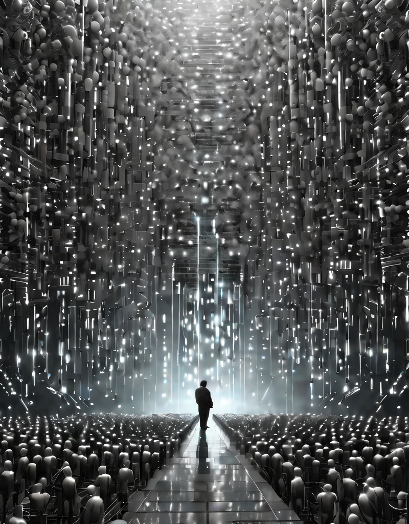 KREA AI - Ryoji Ikeda Style, Transhumanist cult, agenda 2030...