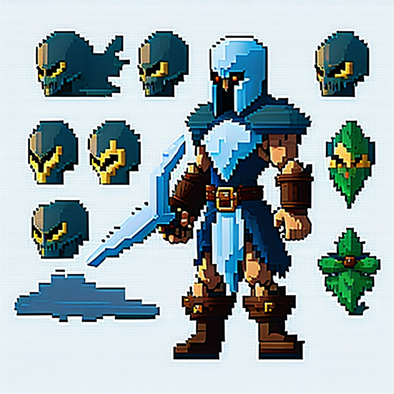 KREA AI - High quality pixel art of a phantom warrior Sprite...